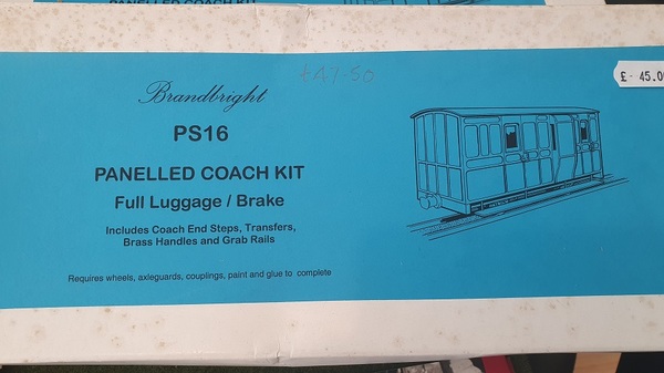 Brandbright PS16 Coach Kit Full Luggage/Brake S/H/Chalk Garden Rail